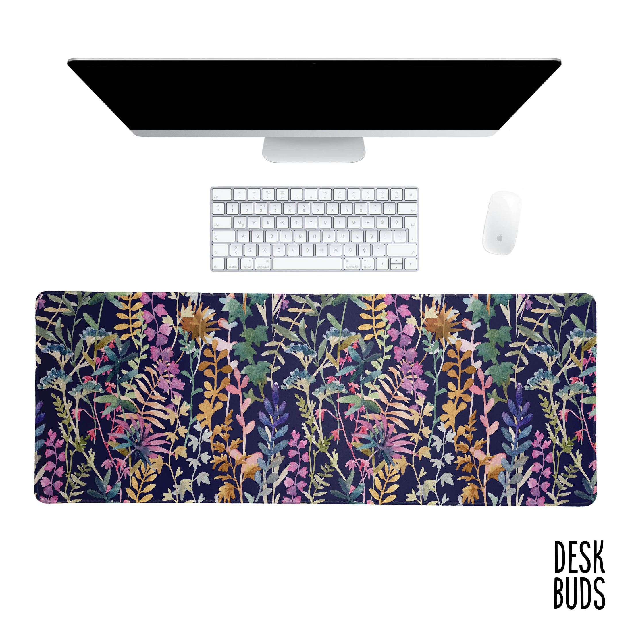 Large beautiful dark floral mouse pad - 80x30cm – DeskBuds