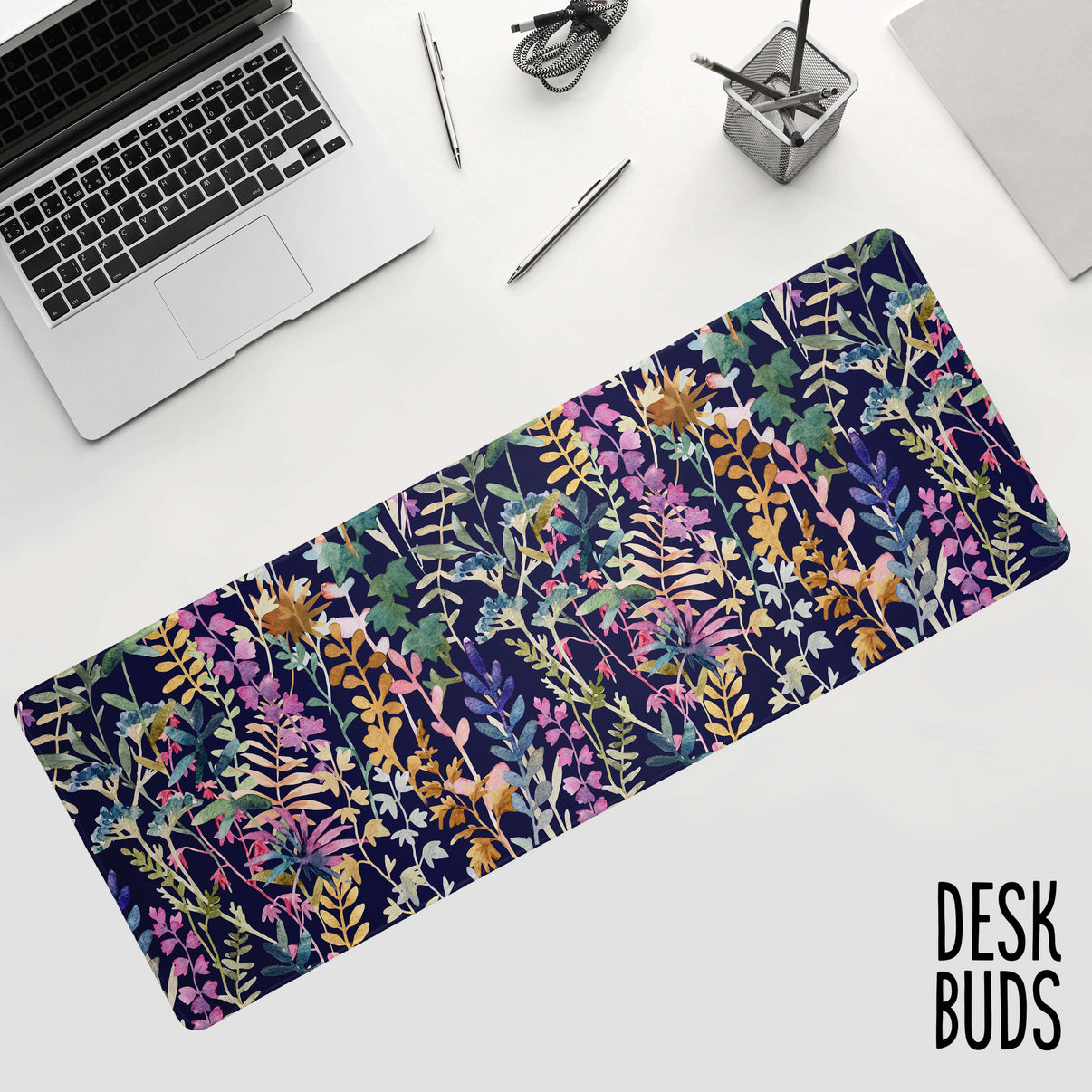 Large beautiful dark floral mouse pad - 80x30cm – DeskBuds
