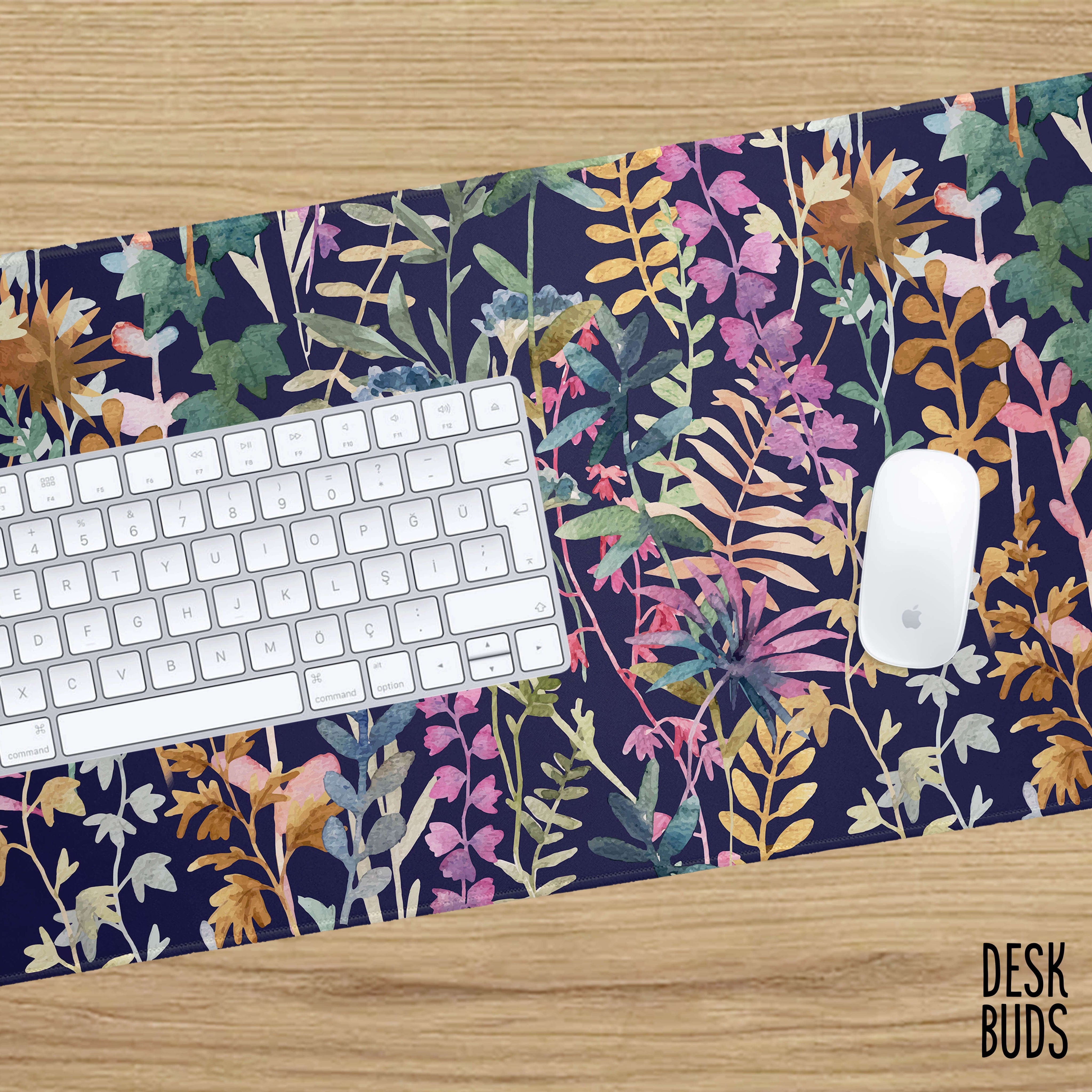 Large beautiful dark floral mouse pad - 80x30cm – DeskBuds