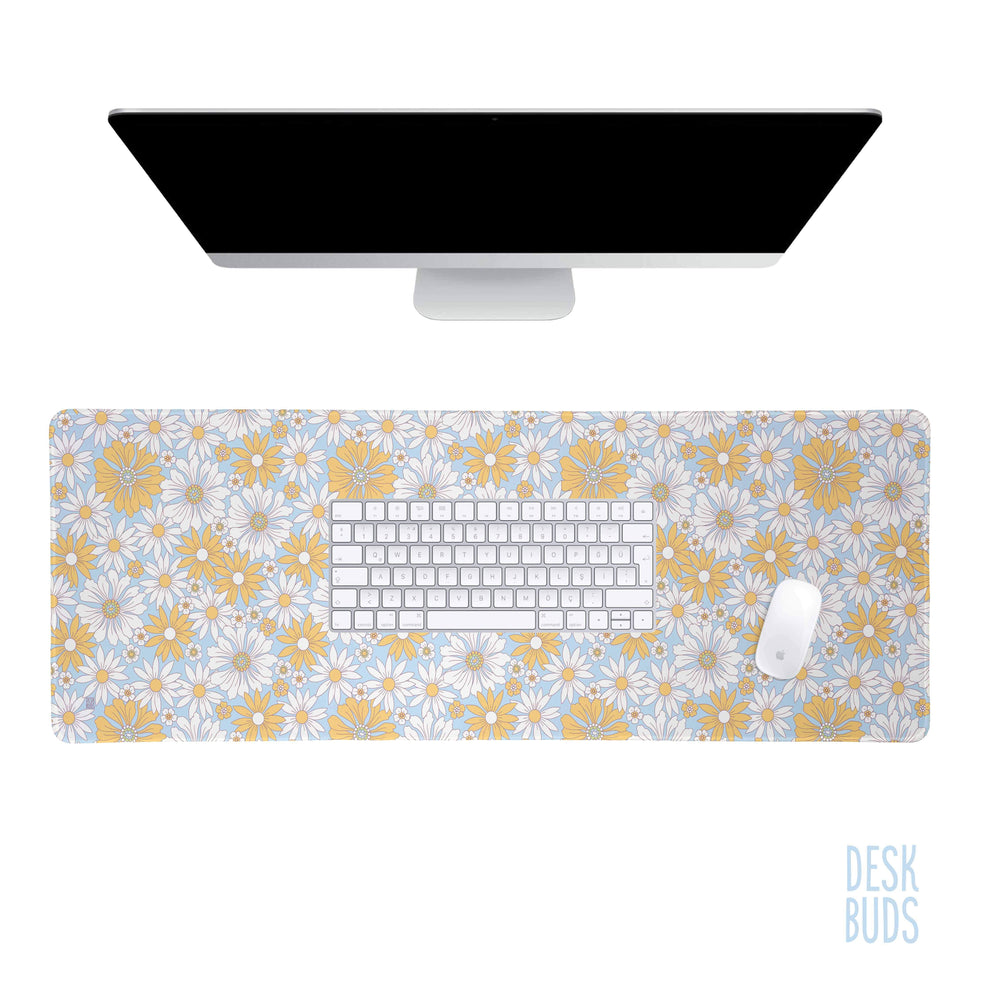 Yellow and Blue Floral Desk Mat – DeskBuds