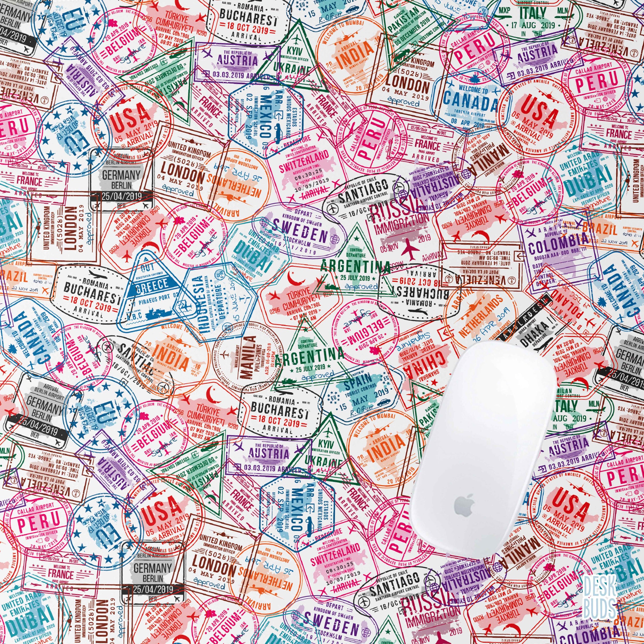 Passport Stamps - extra large mouse pad 80x30cm – DeskBuds